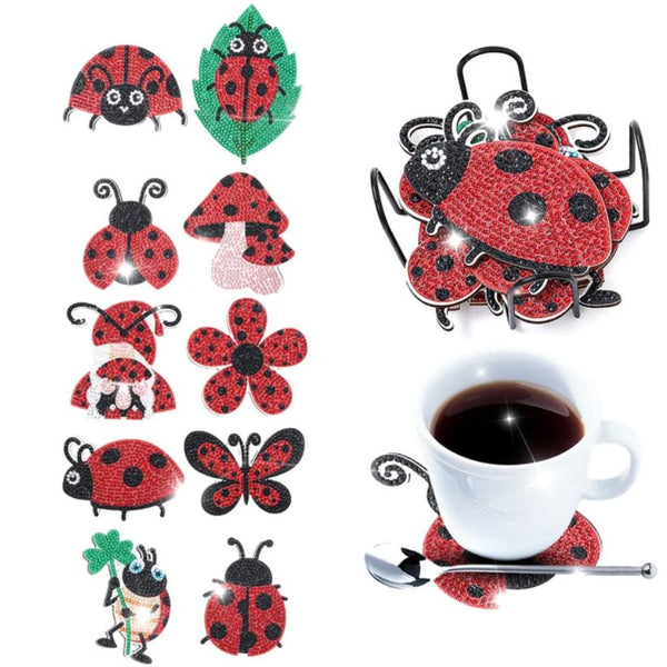 Ladybug Coaster Set - Diamond Painting Art Kits shipped from Canada ...